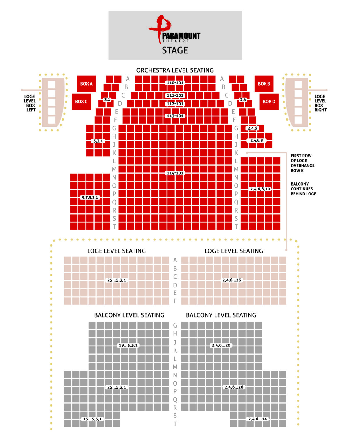 Seating Chart - Paramount Theatre
